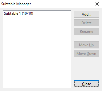 Subtable Manager